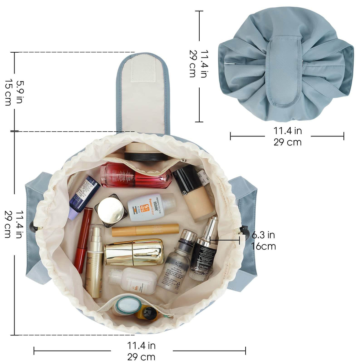 Barrel Drawstring Makeup Bag Large Cosmetic Bag Toiletry Organizer for ...